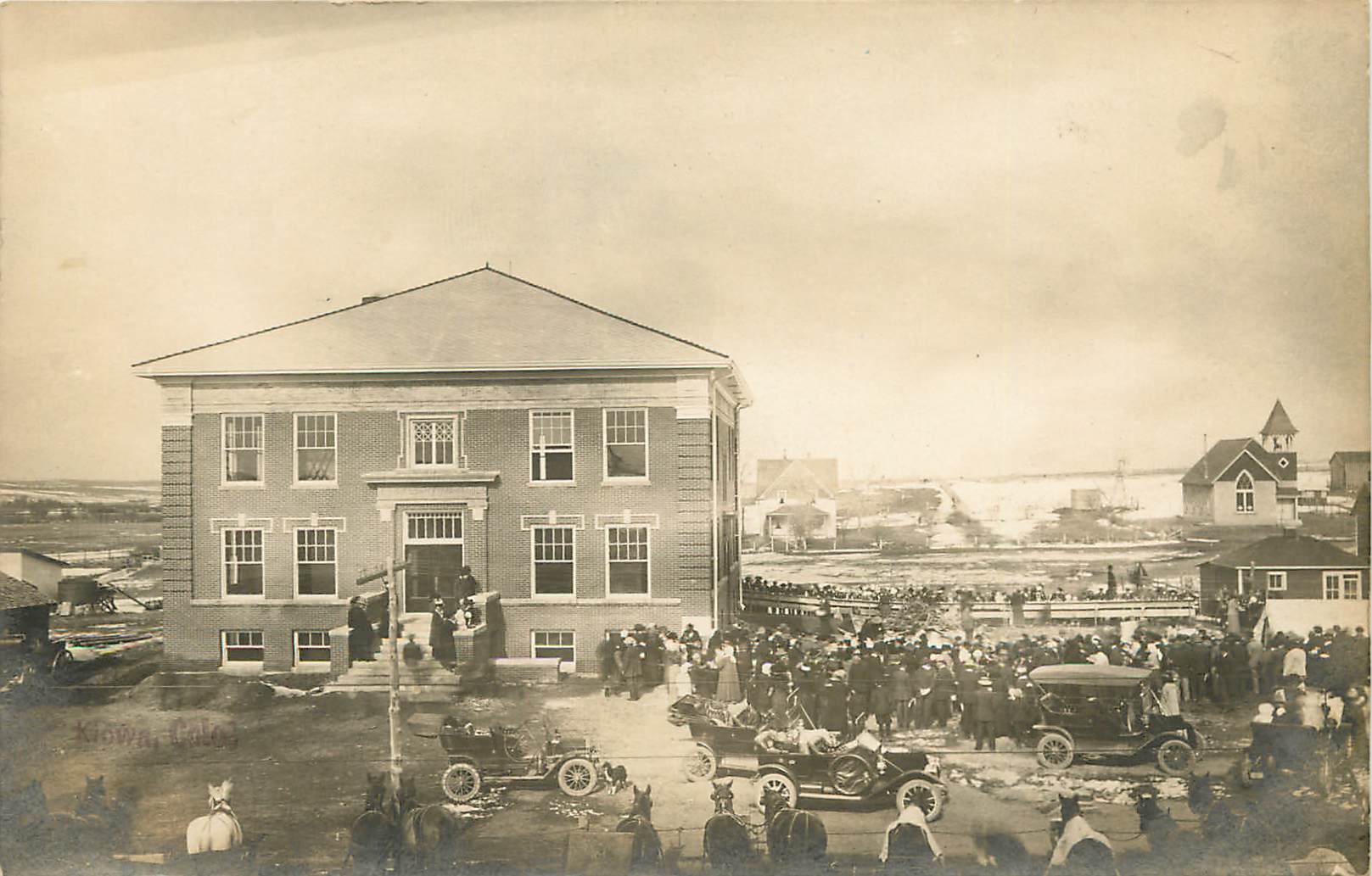 Kiowa - Colorado - Elbert County Courthouse - huge crowd - RPPC ...